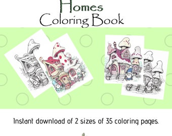 Gnome Homes Coloring Pages - Etsy