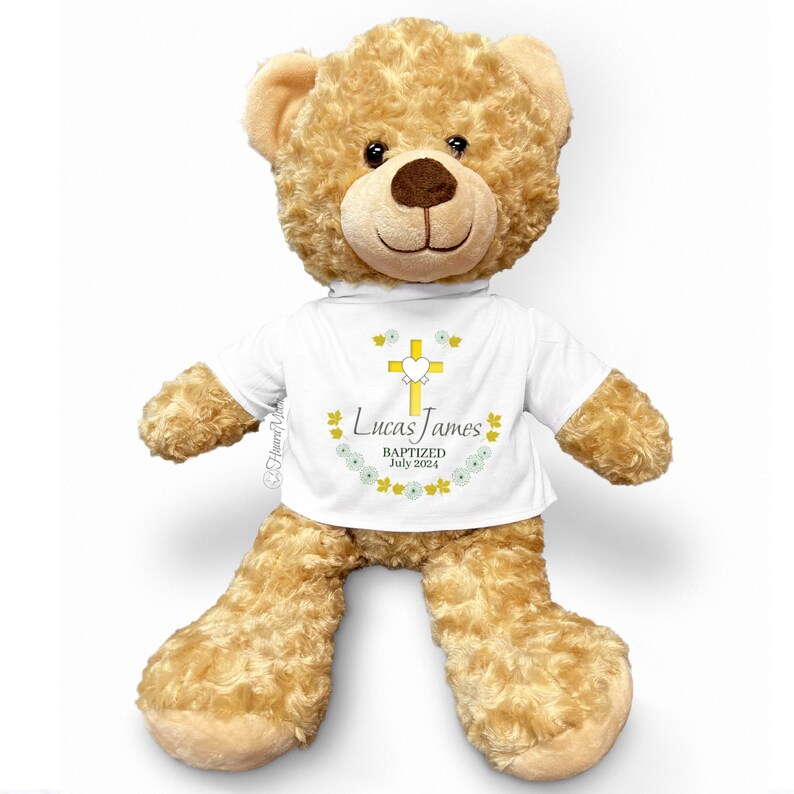 Baptism Teddy Bear, Personalized Christening Bear, Custom Baptism ...