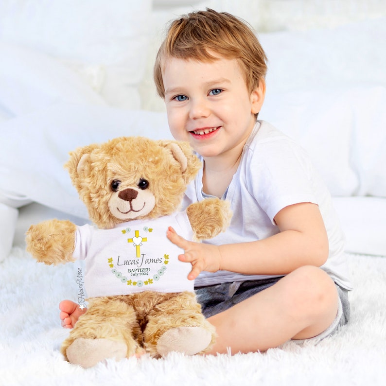 Baptism Teddy Bear, Personalized Christening Bear, Custom Baptism ...
