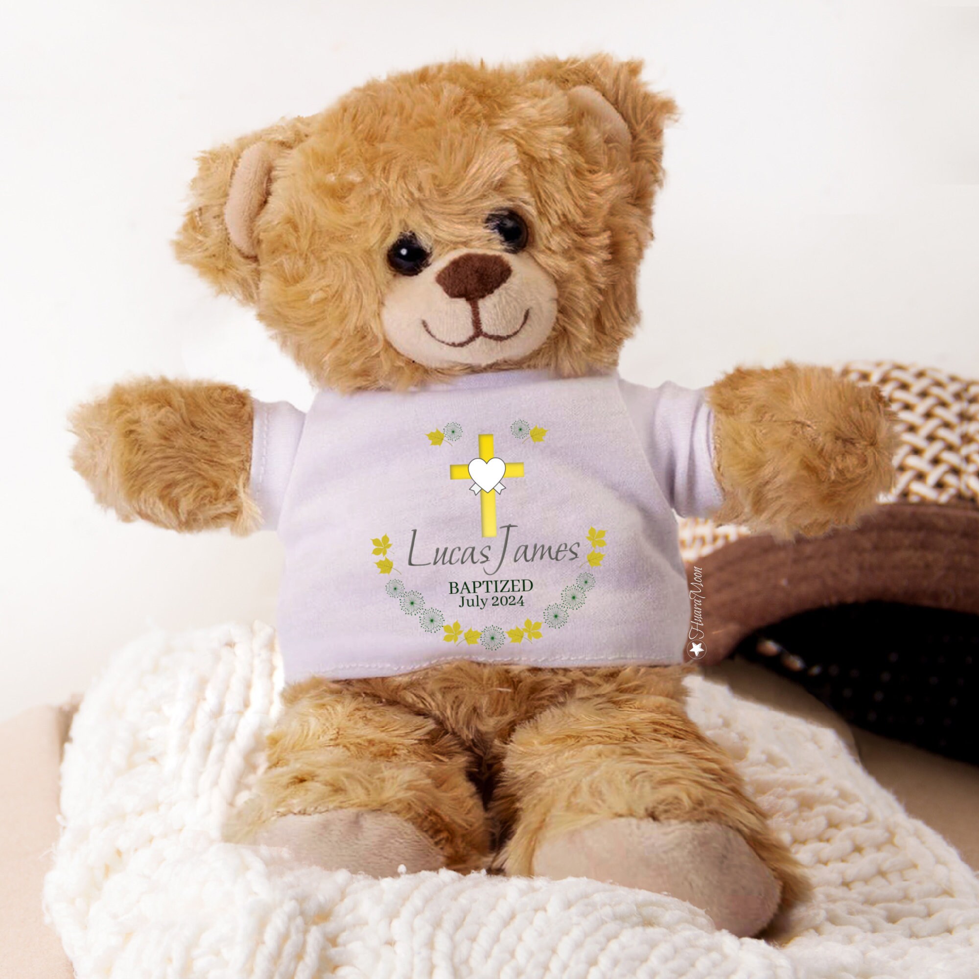 Baptism Teddy Bear, Personalized Christening Bear, Custom Baptism ...