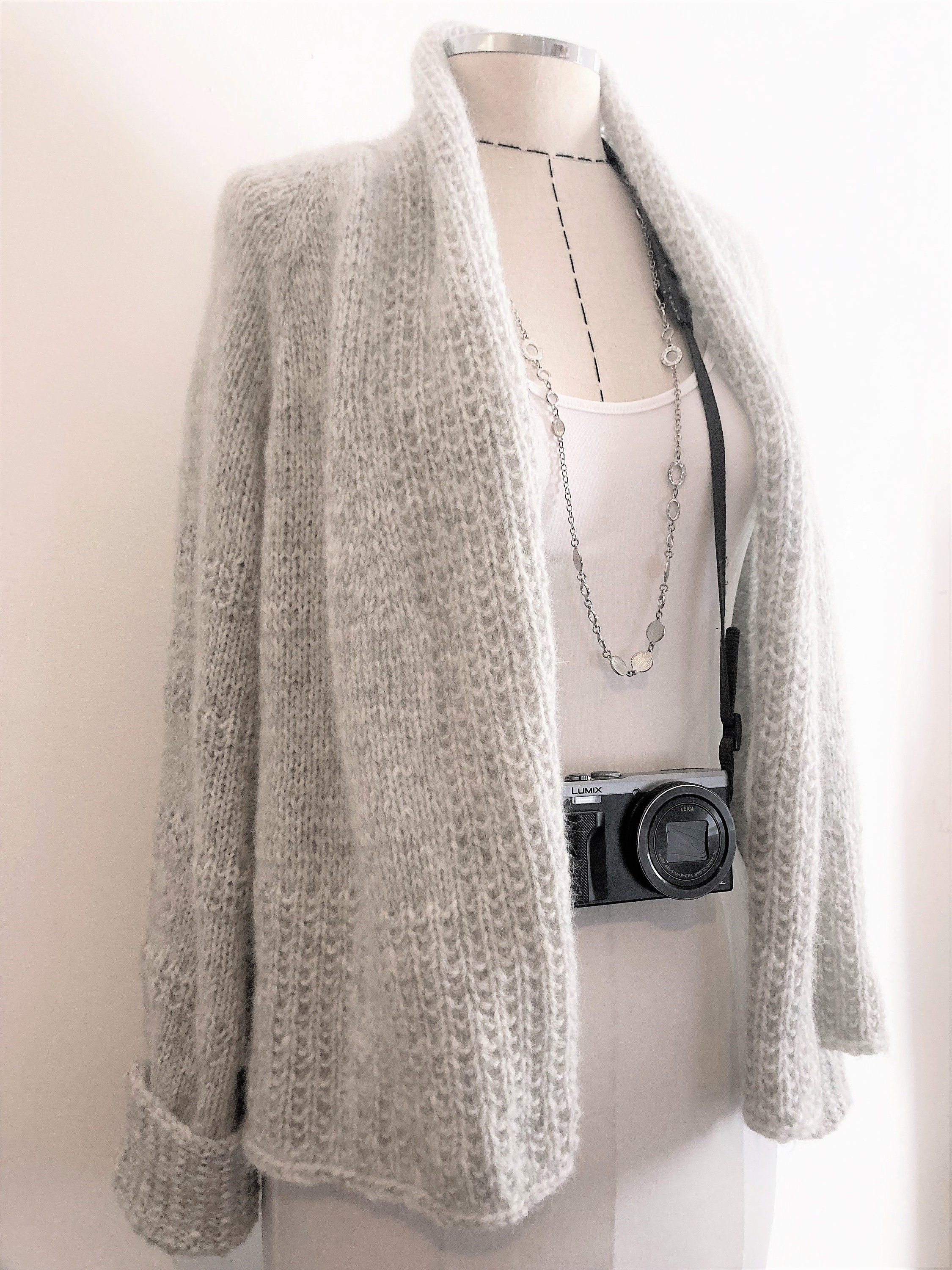 Knitting Pattern: Air Light Cardigan With Shawl Collar (PDF Download ...