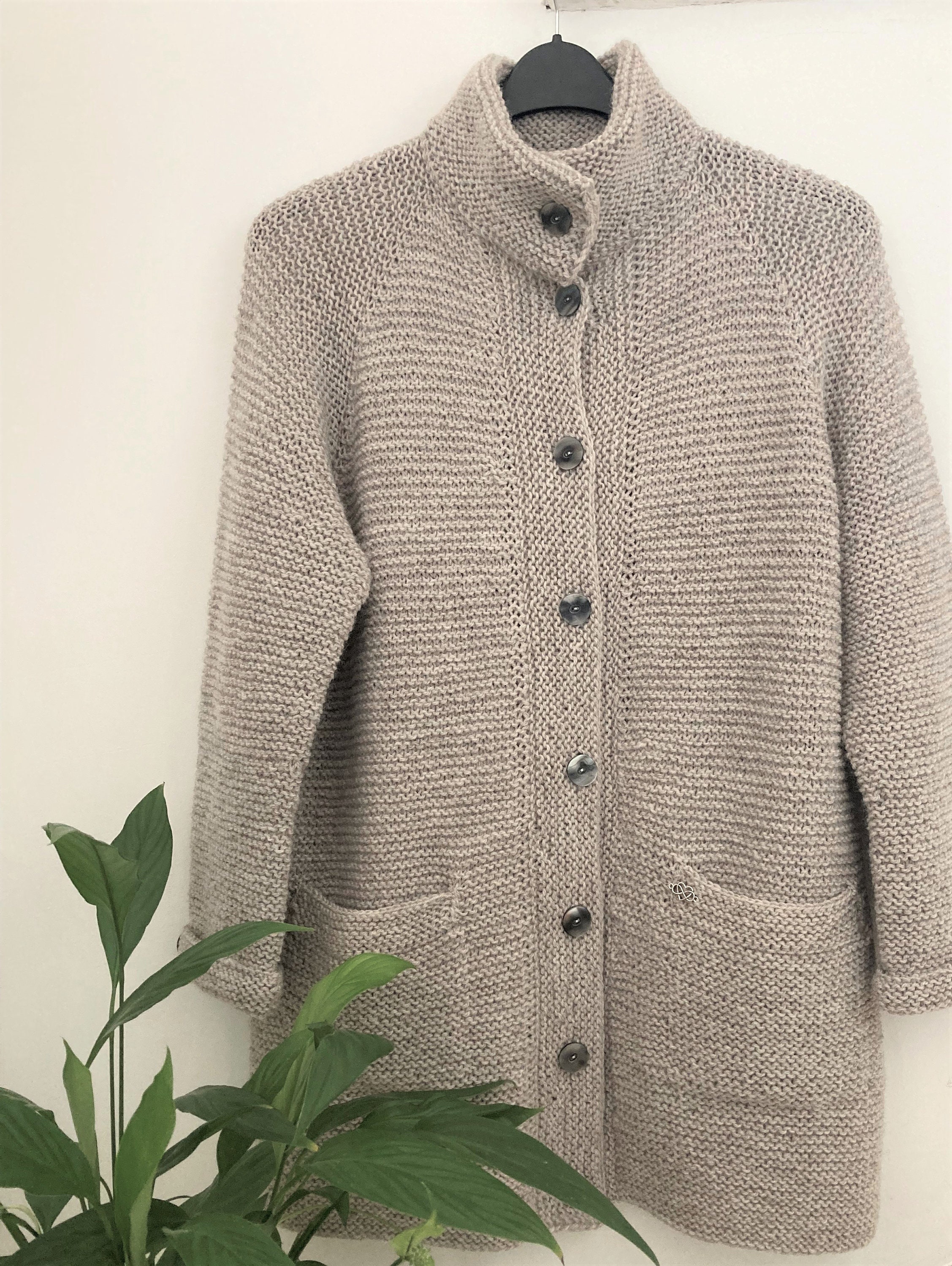 Oversized Garter Stitch Coat Knitting Pattern: Raglan Cardigan (PDF ...