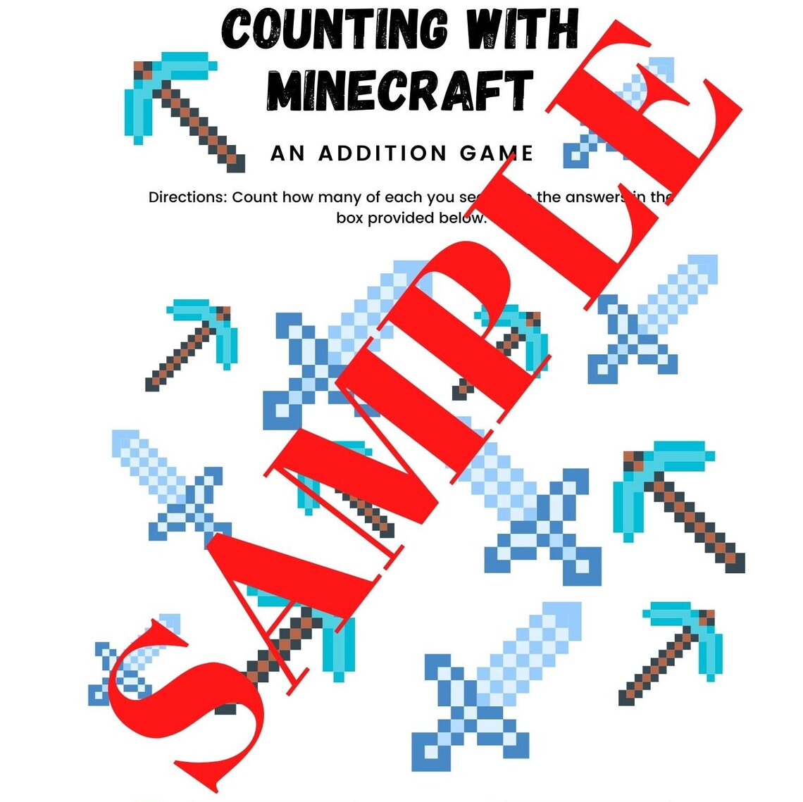 PDF Minecraft Worksheet Game for teaching counting and writing | Etsy