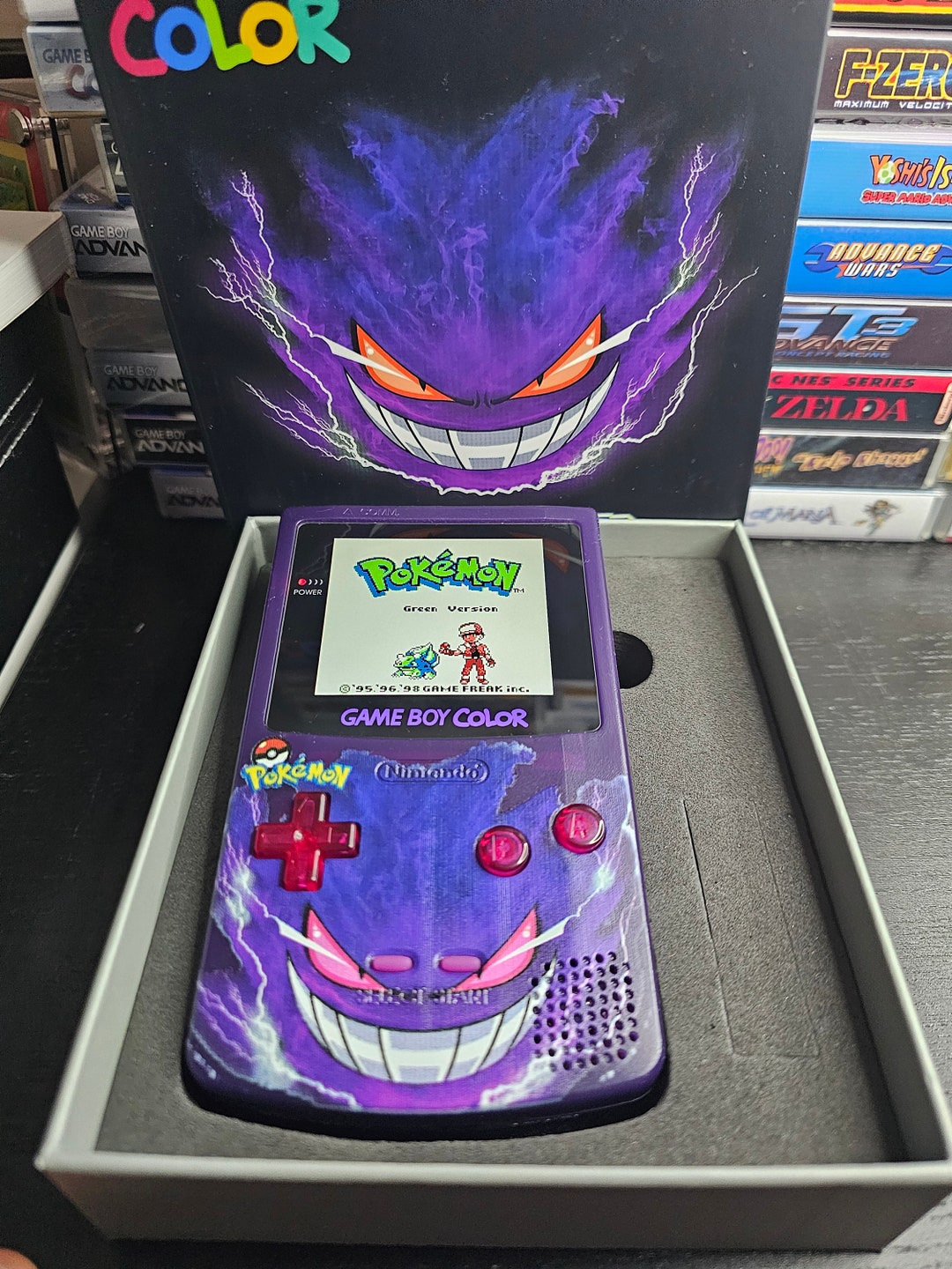 Nintendo Gameboy Color Uv Primted Gengar Shell Retro Pixel Q5 Ips ...