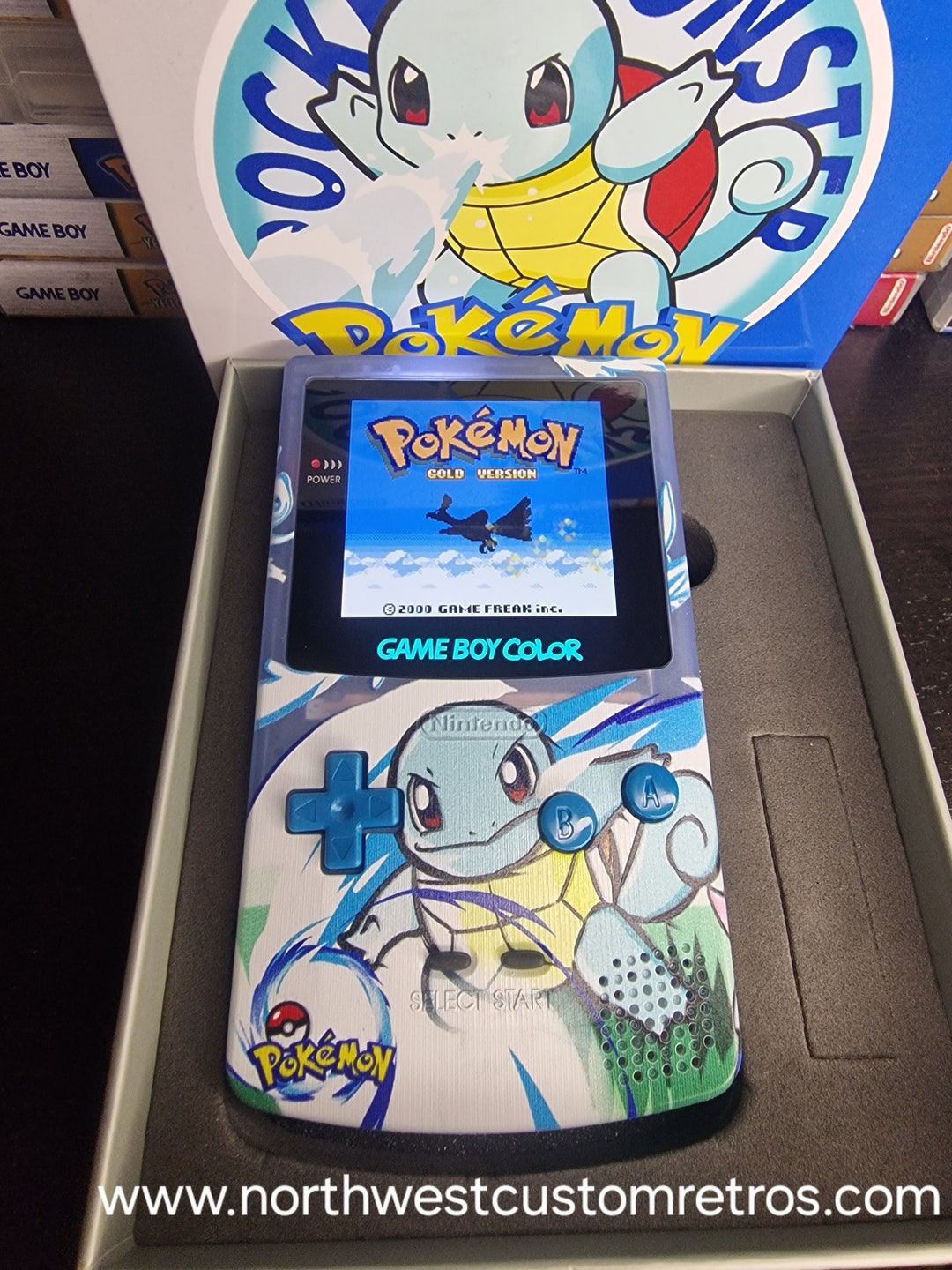 Nintendo Gameboy Color Uv Printed Squirtle Shell Retro Pixel Q5 Ips or ...