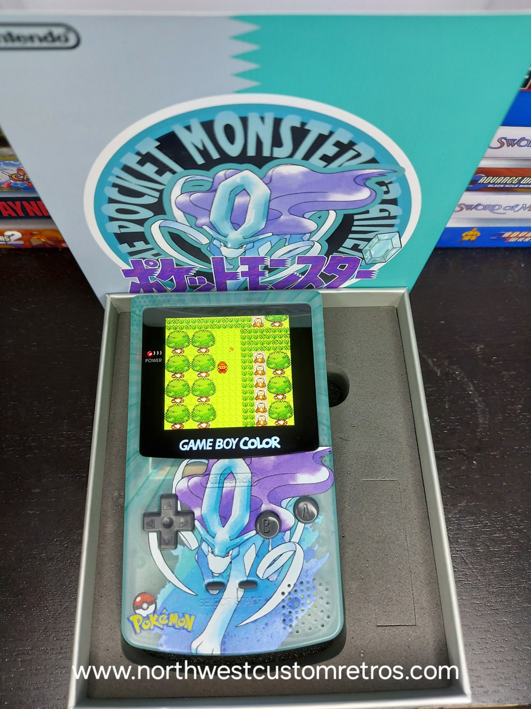Nintendo Gameboy Color Uv Printed Suicune Shell Retro Pixel Q5 Ips or ...
