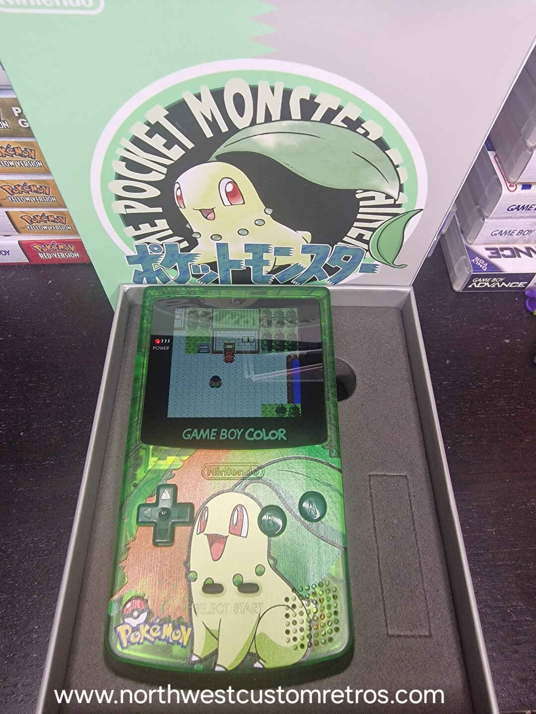 Nintendo Gameboy Color Uv Printed Chikorita Shell Retro Pixel Q5 Ips or ...