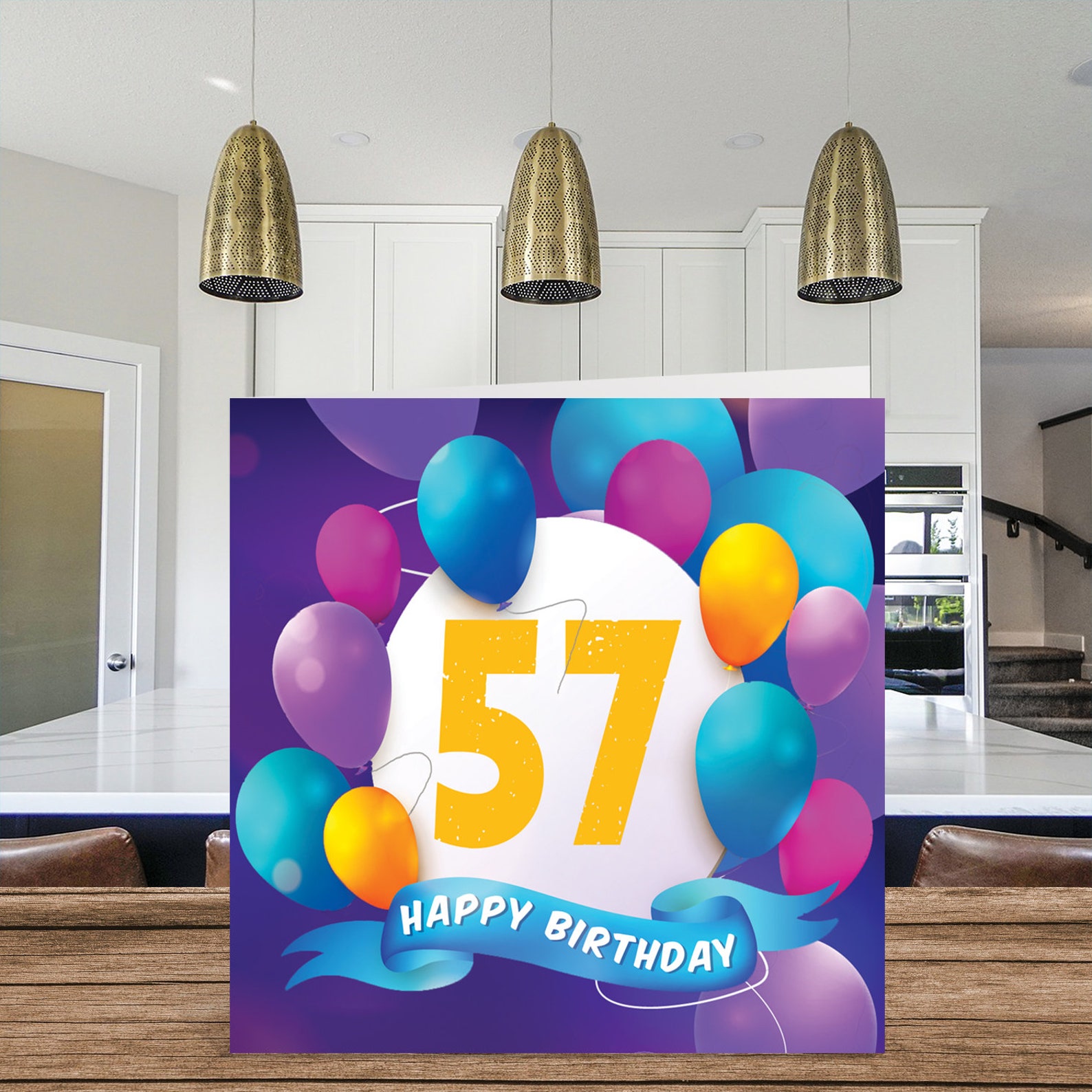 57th Birthday Card Men Women Balloon Party Happy Birthday - Etsy UK