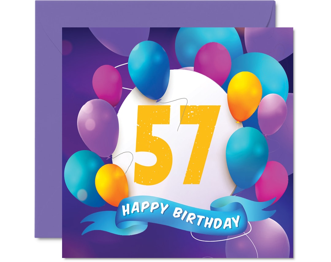 57th Birthday Card Men Women Balloon Party Happy Birthday - Etsy UK
