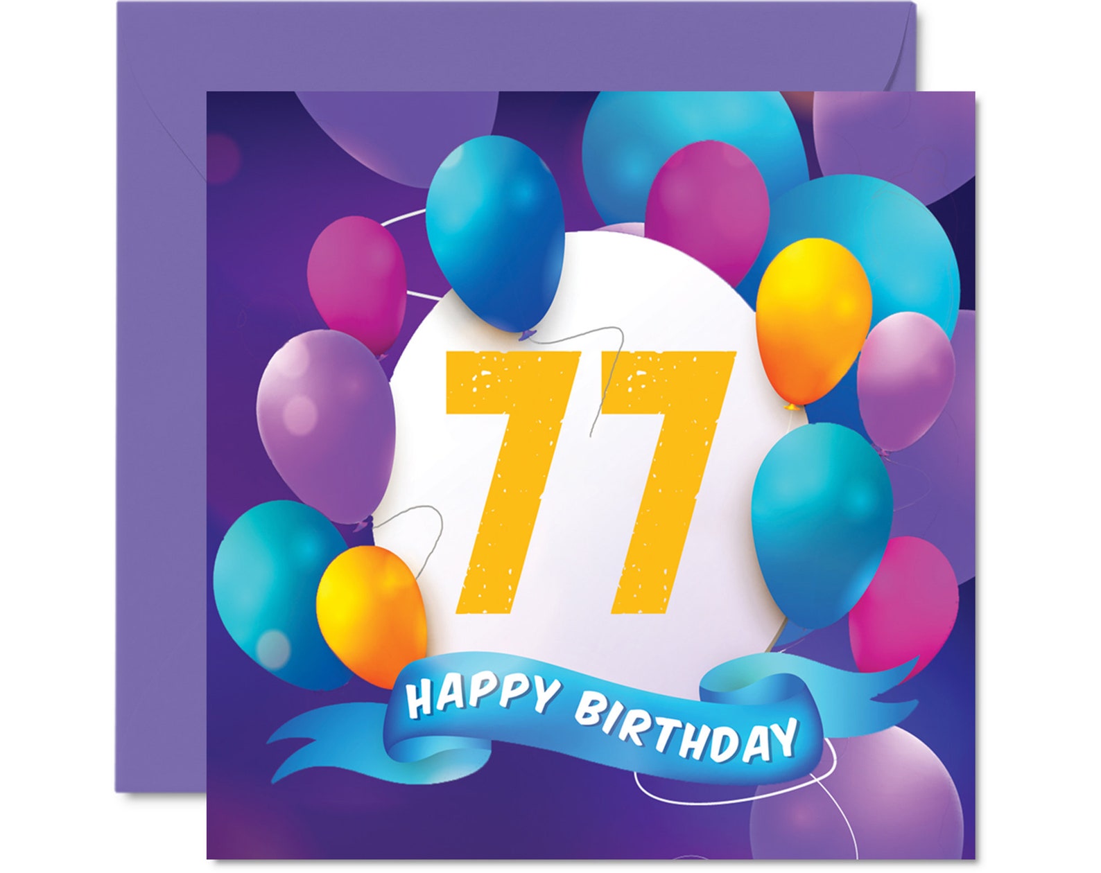 77th Birthday Card Men Women Balloon Party Happy Birthday - Etsy