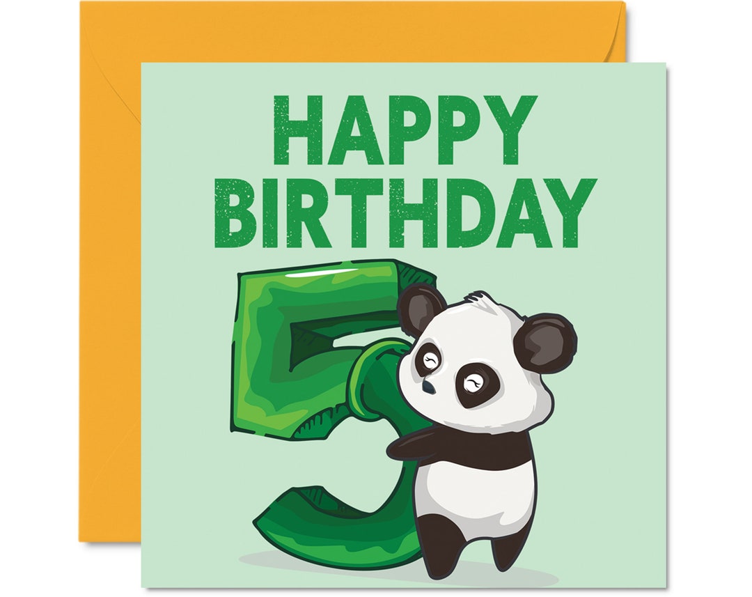 5th Animal Birthday Card Happy Birthday Card 5 Year Old Boy Girl Boys ...