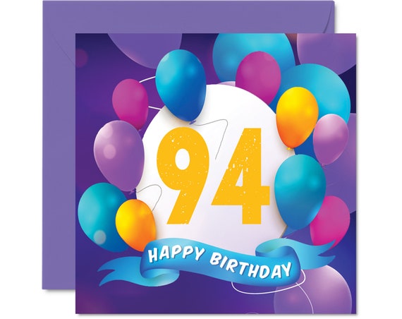 94th Birthday Card Men Women Balloon Party Happy Birthday | Etsy
