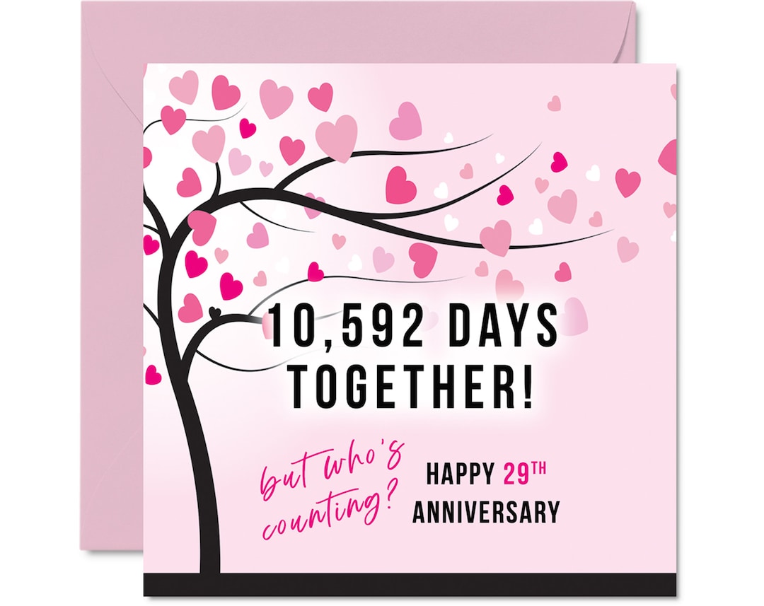 Funny 29th Anniversary Card Wife Husband 10592 Days Together 29th ...