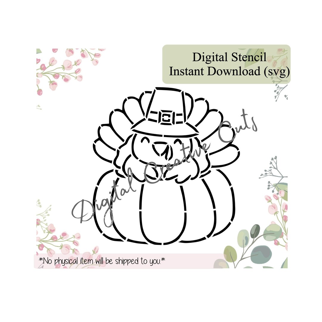 Thanksgiving Turkey PYO Cookie Stencil Digital Download SVG Format File ...