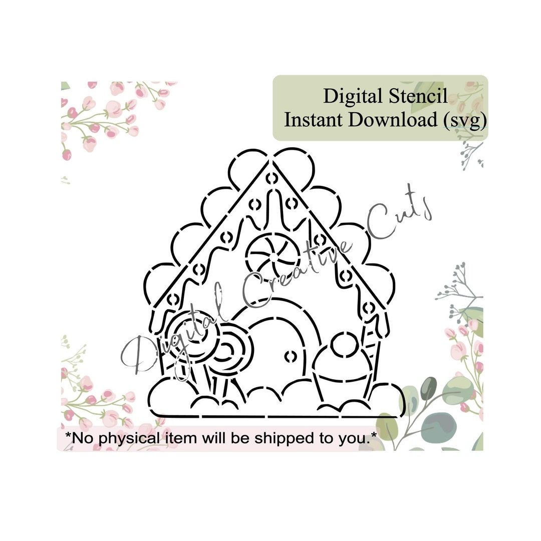 Christmas Gingerbread House PYO Cookie Stencil Digital Download SVG ...