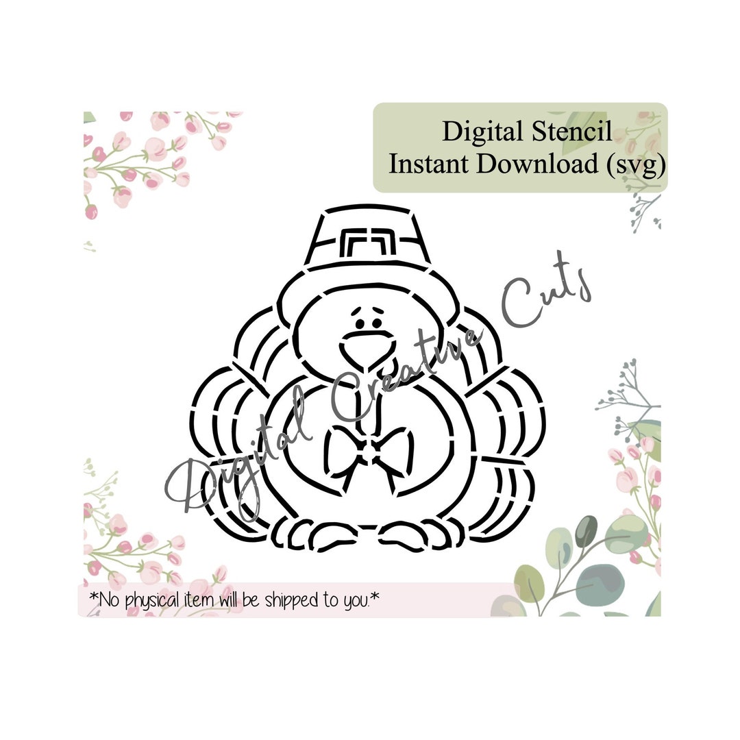 Fall Thanksgiving Pilgrim Turkey PYO Cookie Stencil Digital Download ...