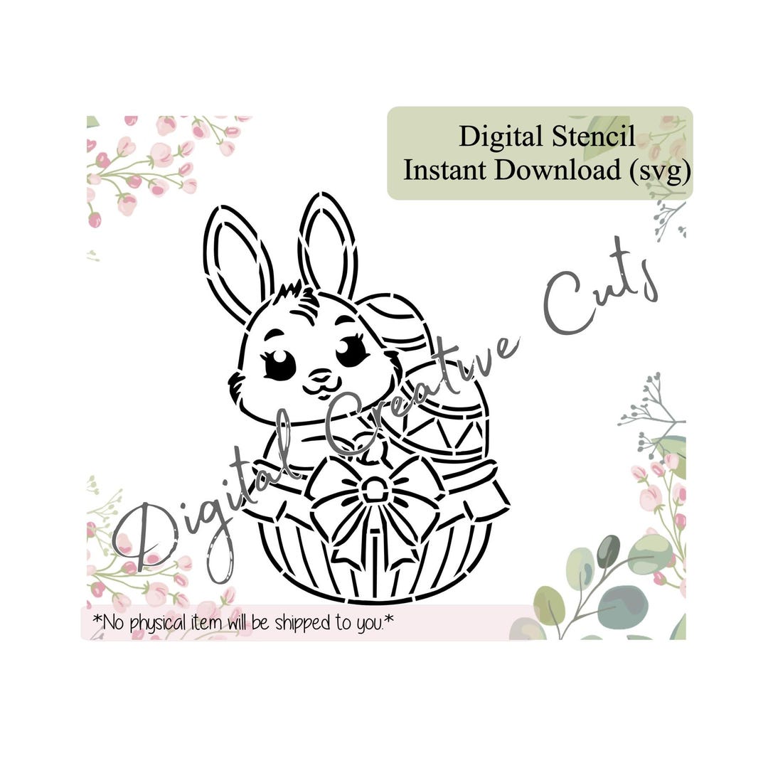 Easter Bunny Basket PYO Cookie Stencil Digital Download SVG Cutting ...
