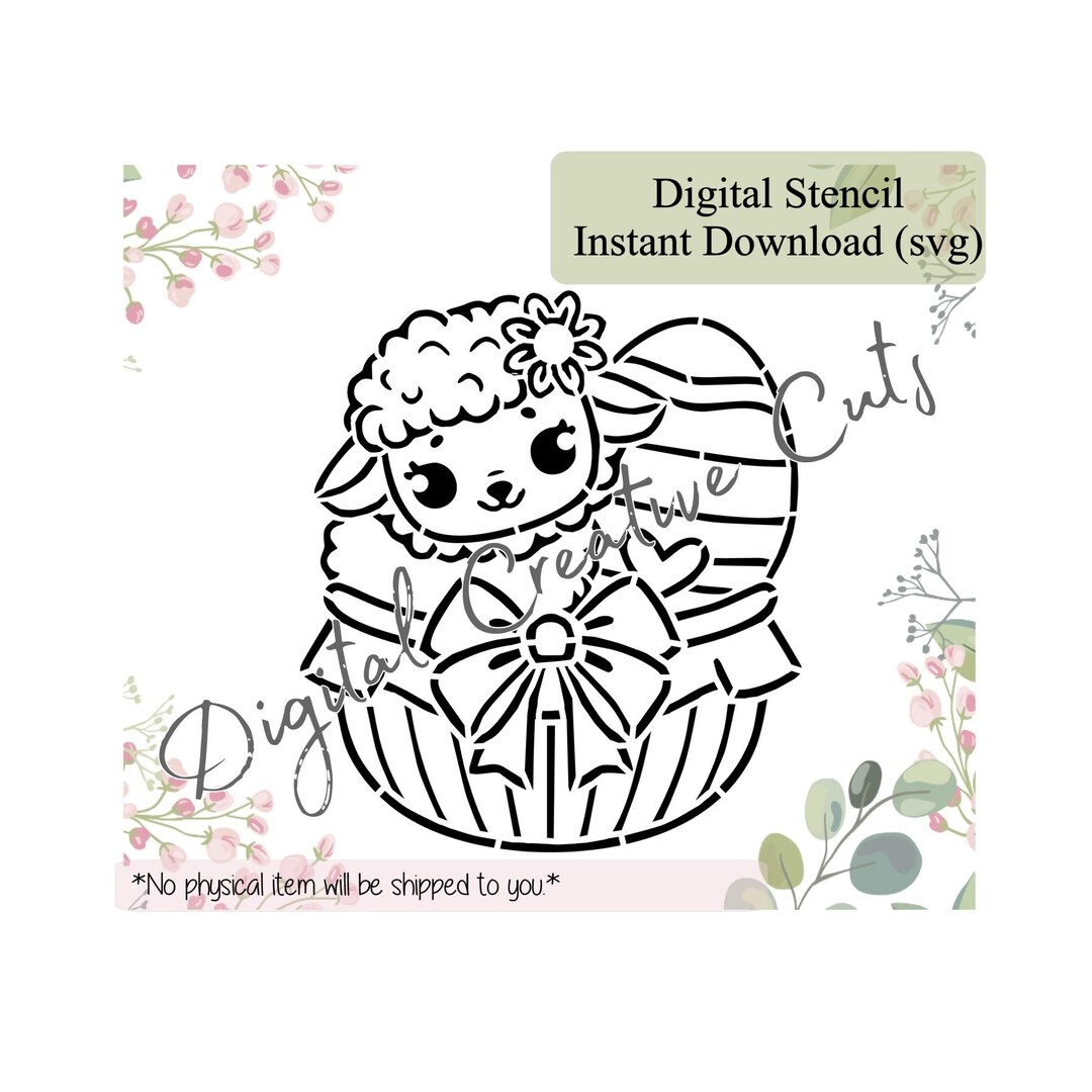 Easter Lamb Basket PYO Cookie Stencil Digital Download SVG Cutting File ...