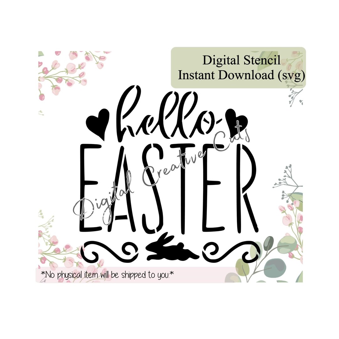 Hello Easter Cookie Stencil Digital Instant Download SVG Cutting File ...