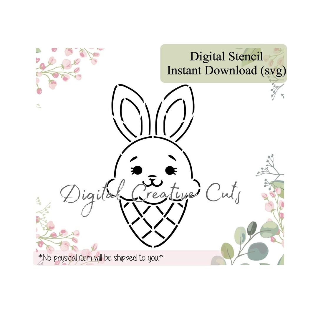 Easter Bunny Ice Cream PYO Cookie Stencil Digital Download SVG Cutting ...