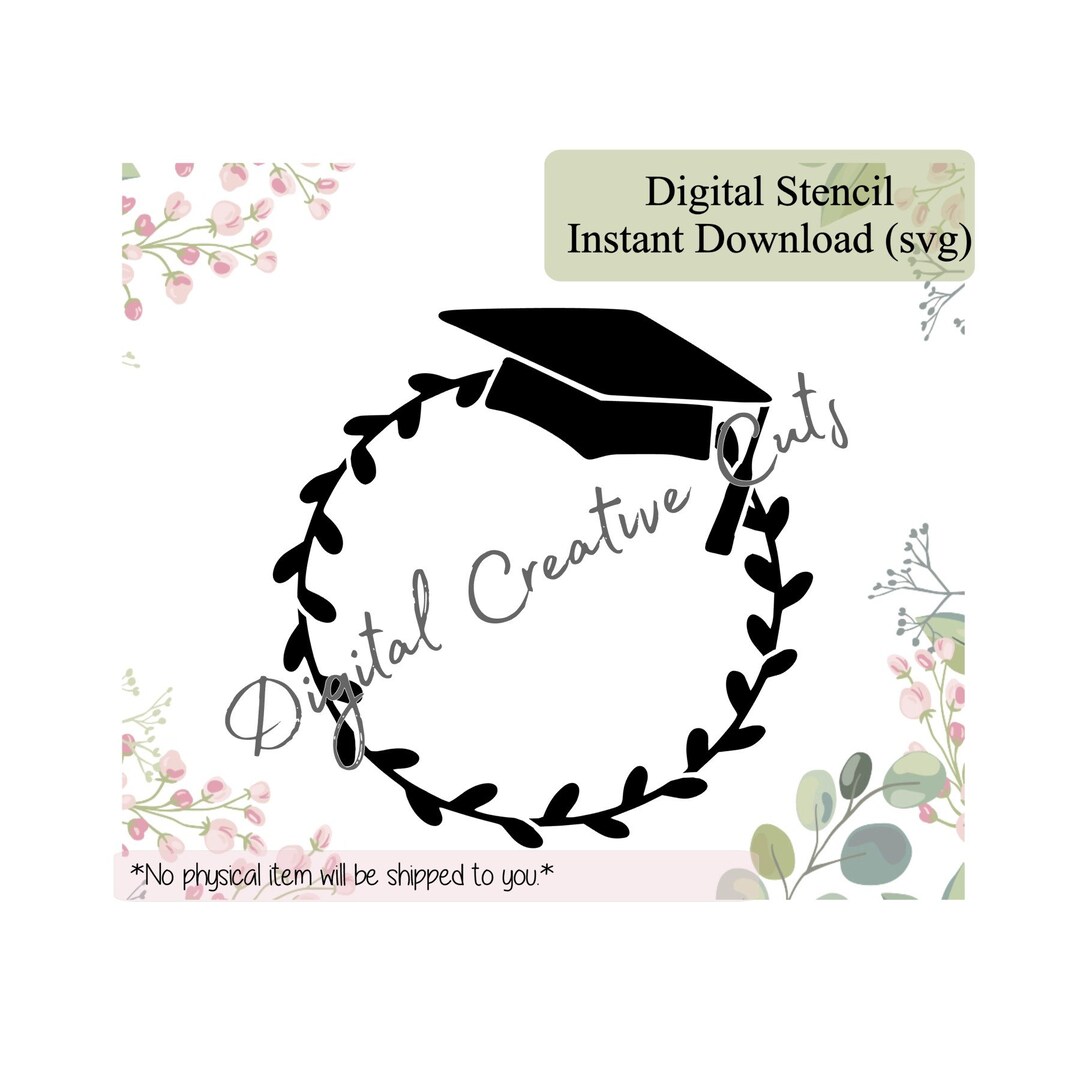 Graduation Wreath Frame Cookie Stencil Download SVG Cutting File ...
