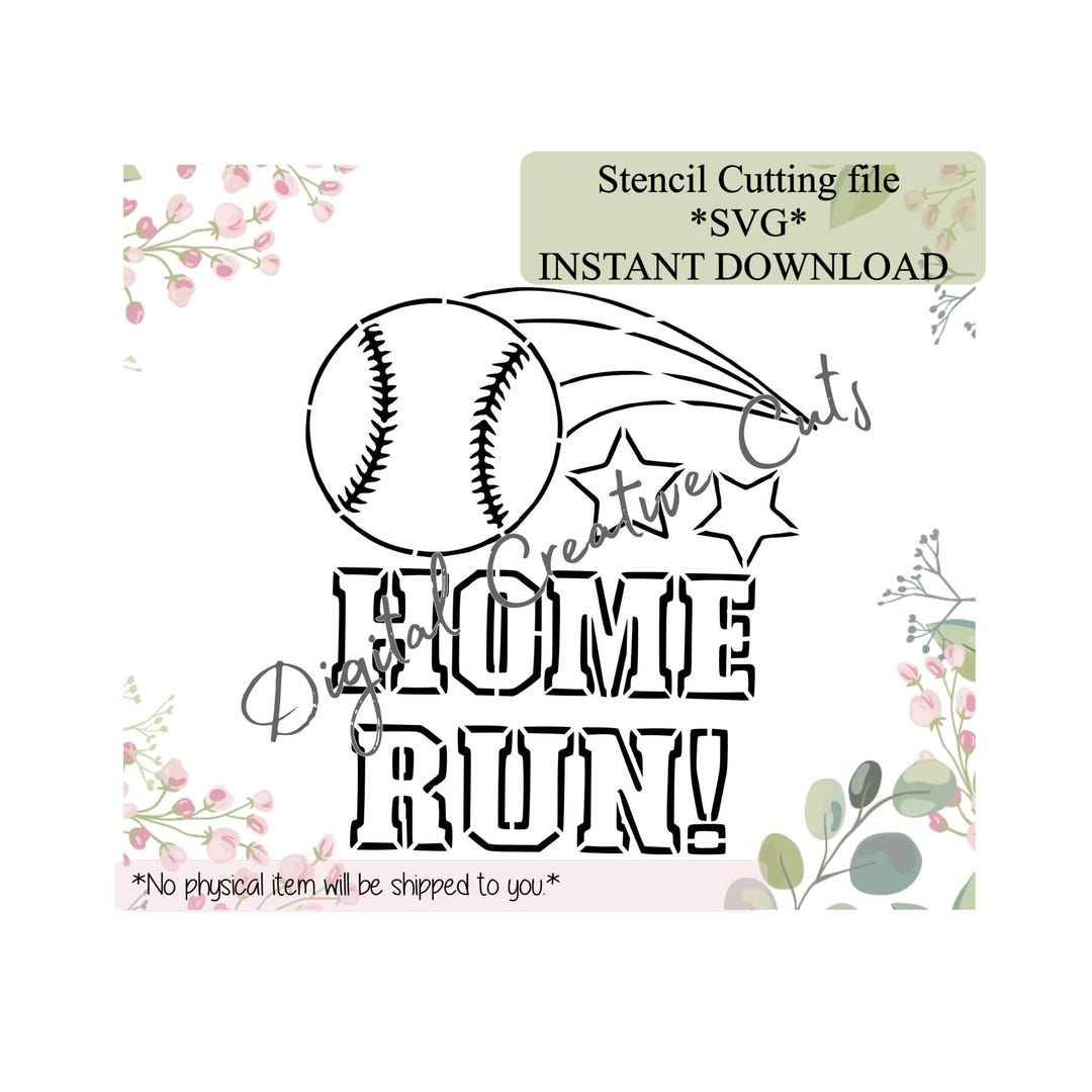 Baseball Home Run PYO Cookie Stencil Digital Download SVG Cutting File ...