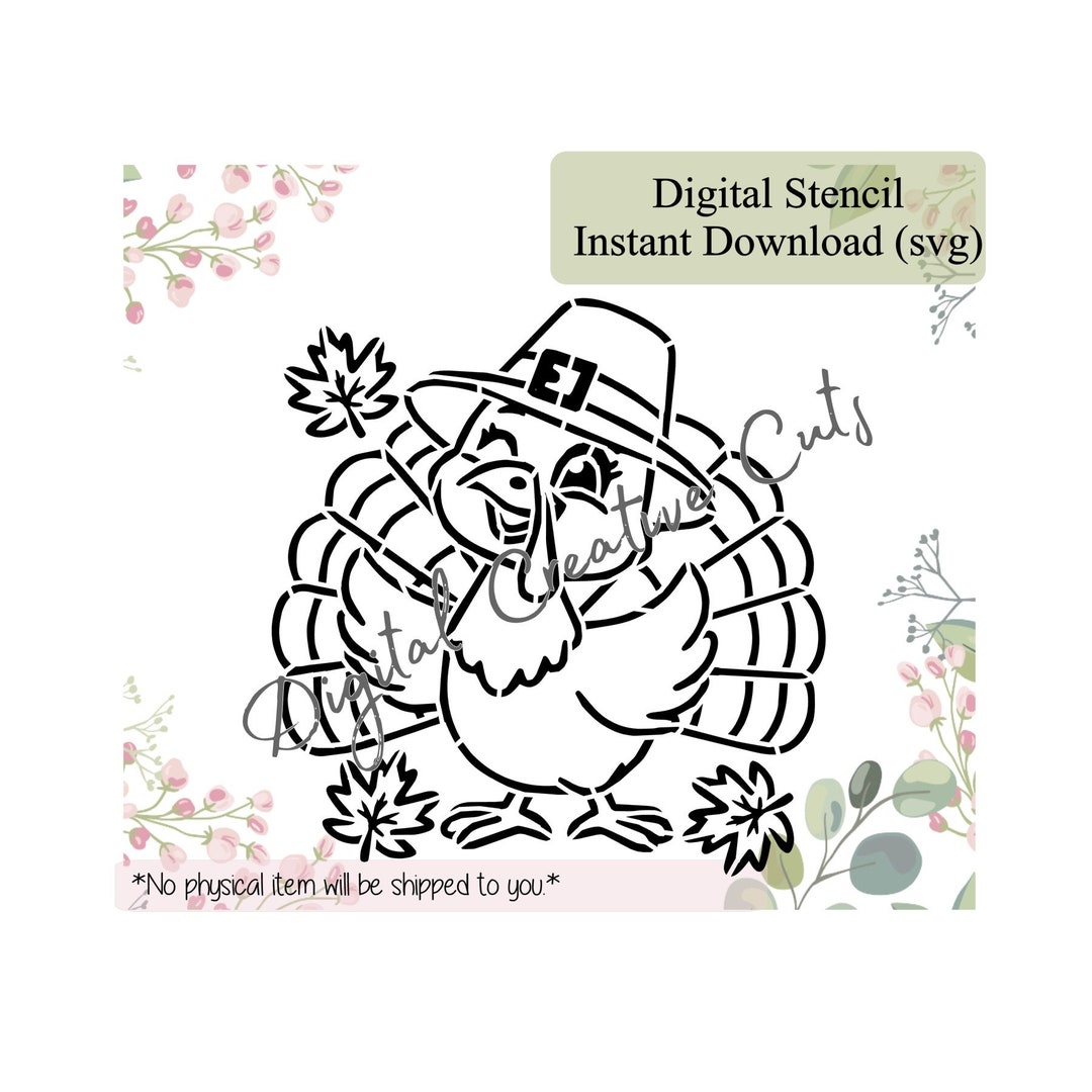 Thanksgiving Turkey PYO Cookie Stencil Instant Download SVG Cutting ...