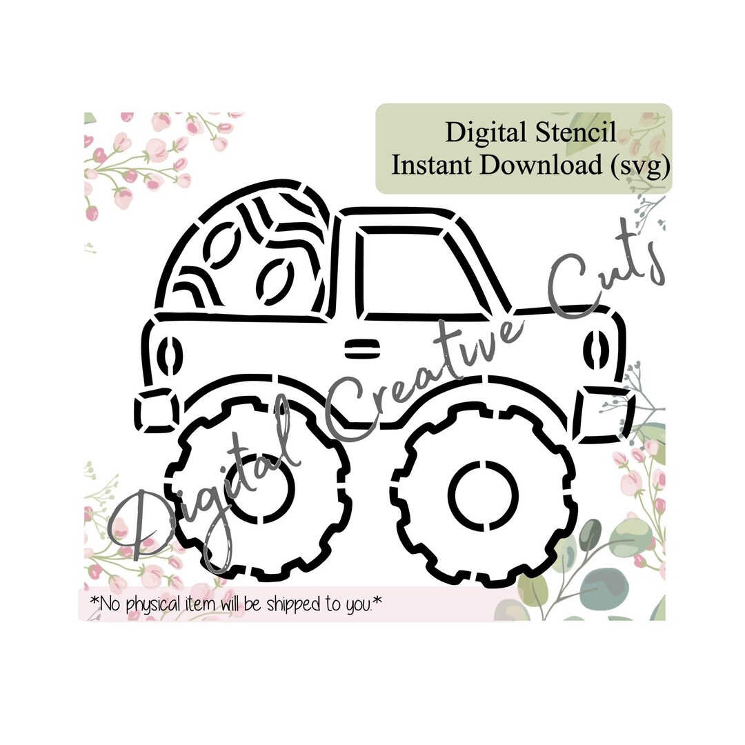Easter Monster Truck PYO Cookie Stencil Digital Download SVG Cutting ...