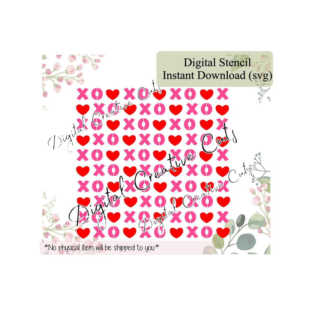 XOXO Pattern Cookie Stencil 2 Layers Digital Download SVG Format File ...