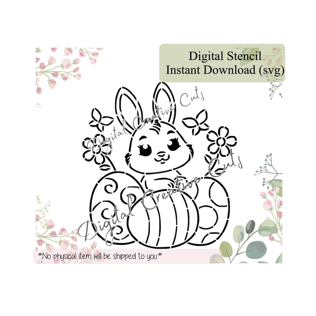 Easter Bunny PYO Cookie Stencil Digital Download SVG Cutting File ...
