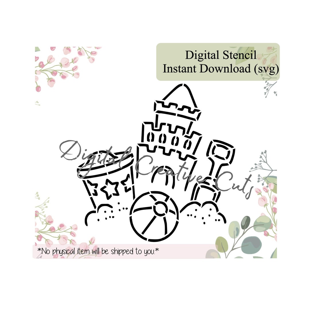 Summer Beach Sand Castle PYO Cookie Stencil Instant Download SVG ...