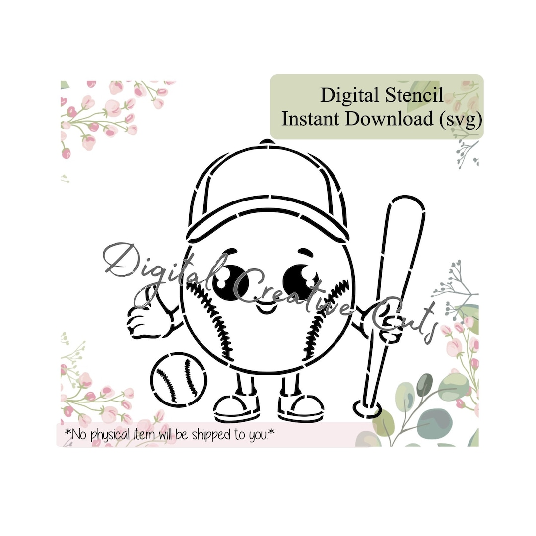 Baseball PYO Cookie Stencil Instant Download SVG Cutting File Personal ...