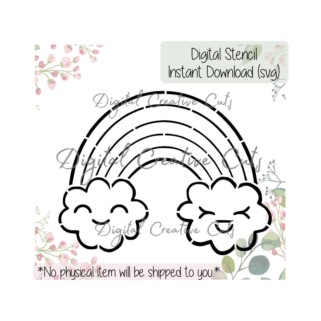 Rainbow PYO Cookie Stencil Digital Download SVG Format File Personal ...