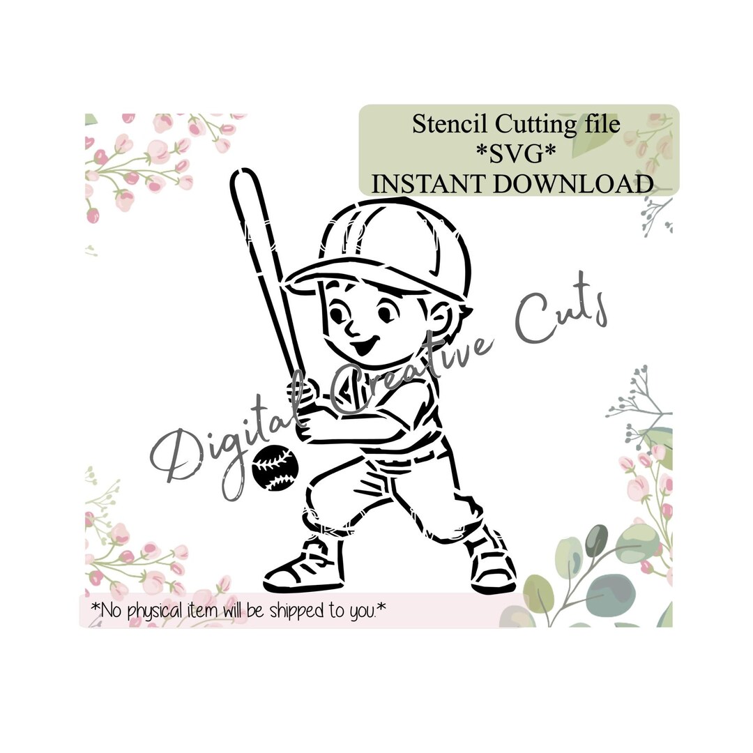 Baseball Player PYO Cookie Stencil Digital Download SVG Cutting File ...