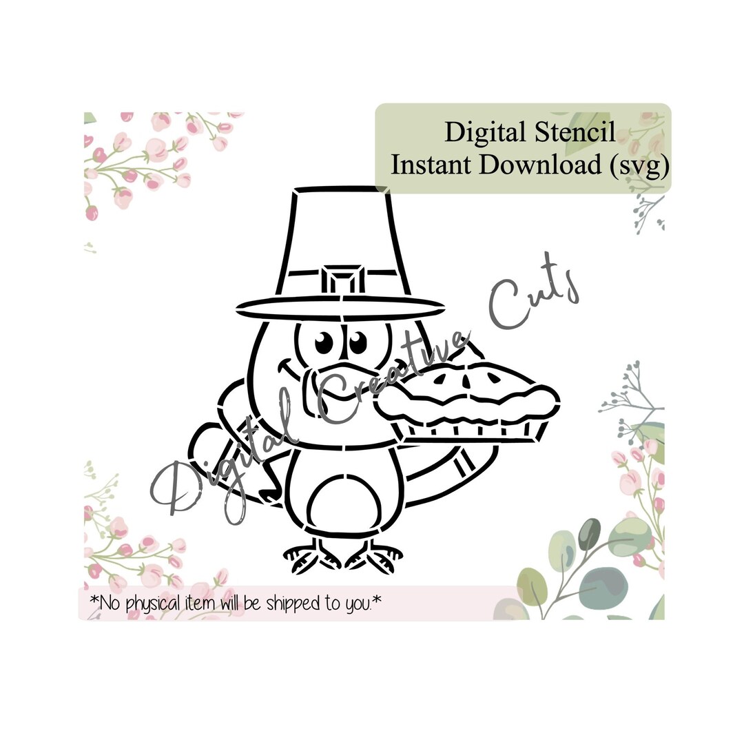 Thanksgiving Pilgrim Turkey PYO Cookie Stencil Digital Download SVG ...
