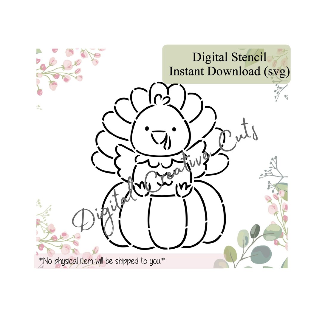 Thanksgiving Cute Turkey PYO Cookie Stencil Digital Download SVG ...