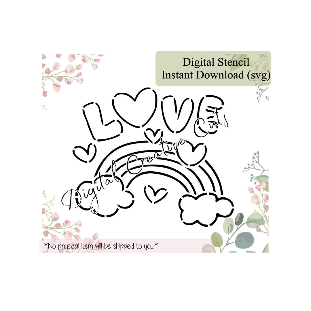 Valentine's Day Rainbow PYO Cookie Stencil Digital Download SVG Format ...