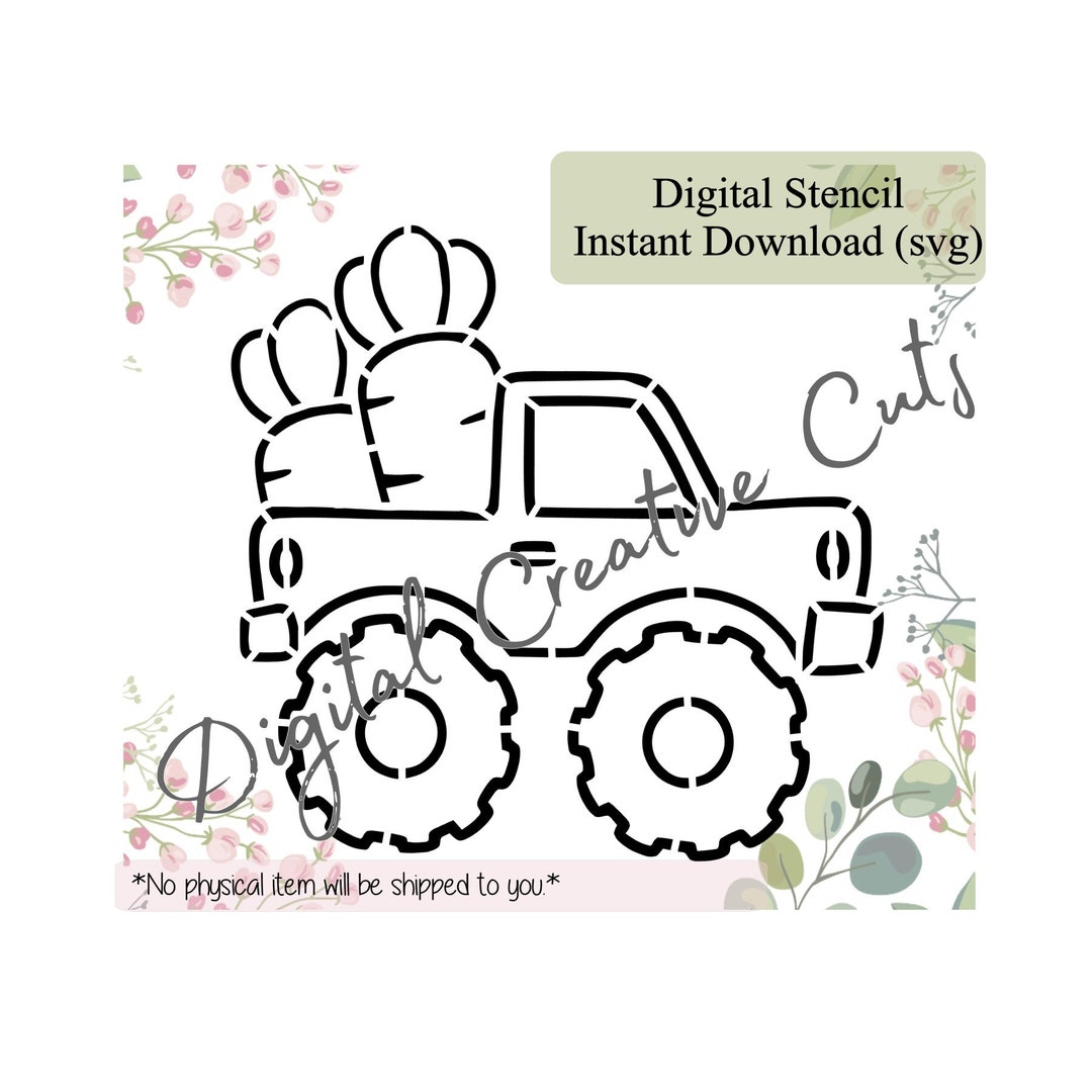 Easter Monster Truck PYO Cookie Stencil Digital Download SVG Cutting ...