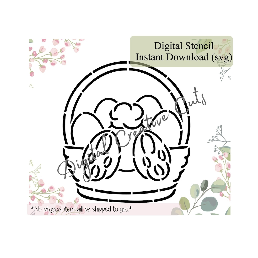 Easter Bunny in a Basket PYO Cookie Stencil Digital Download SVG Format ...