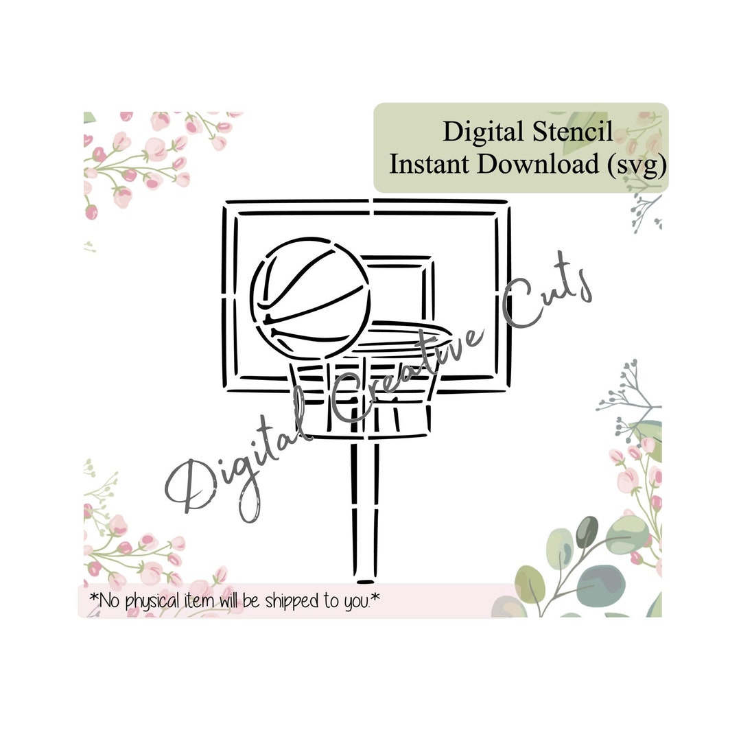 Basketball PYO Cookie Stencil Digital Download SVG Cutting File and PNG ...