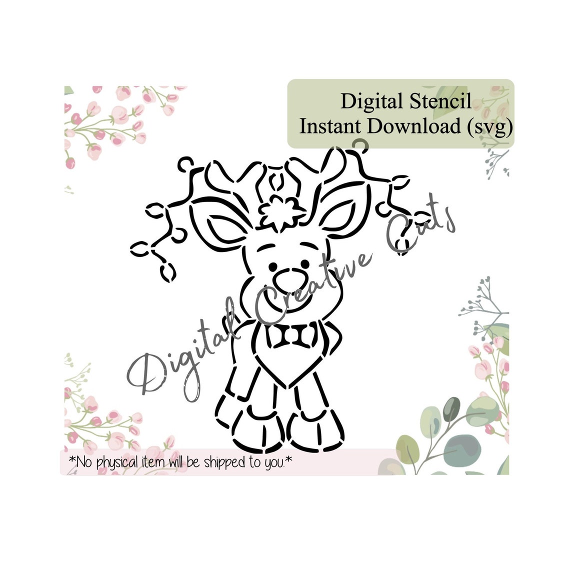 Christmas Reindeer PYO Cookie Stencil Digital Download SVG - Etsy