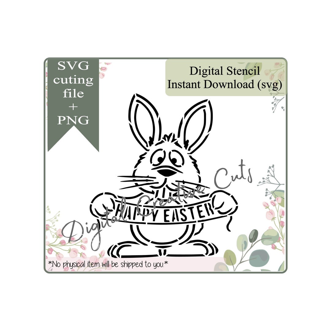 Easter Bunny PYO Cookie Stencil Digital Download SVG Cutting File and ...