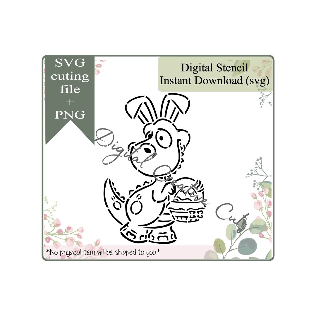 Easter Dinosaur PYO Cookie Stencil Digital Download SVG Cutting File ...