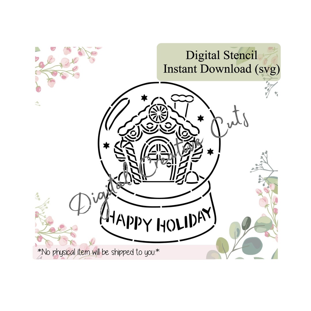 Christmas Snow Globe Gingerbread House PYO Cookie Stencil Digital ...