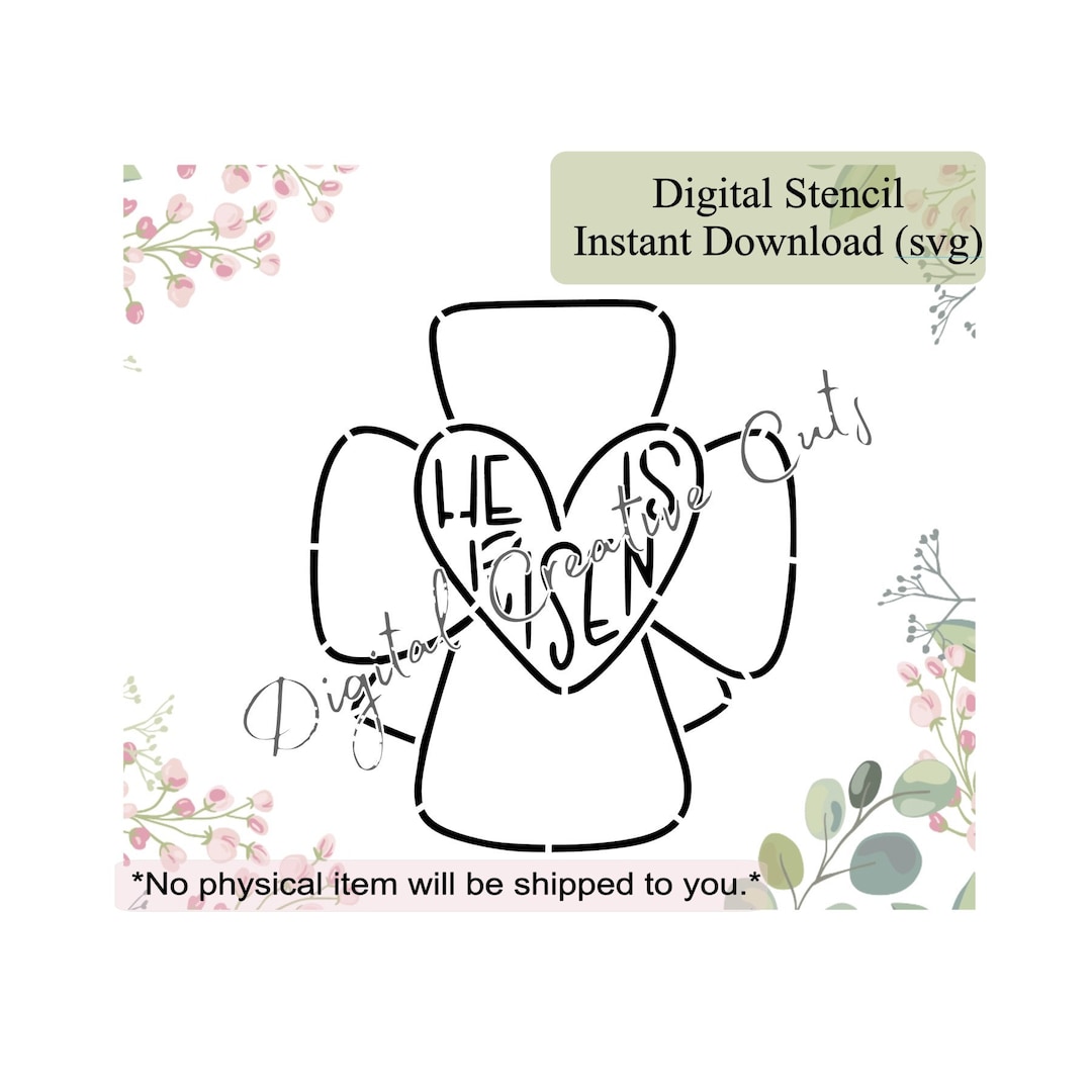 Easter Cross He is Risen PYO Cookie Stencil Digital Download SVG ...