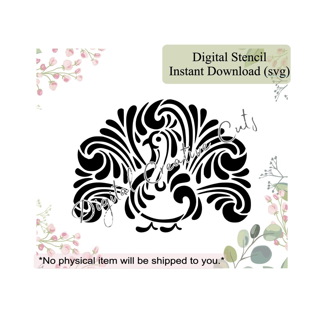 Thanksgiving Fancy Turkey Cookie Stencil Digital Instant Download SVG ...