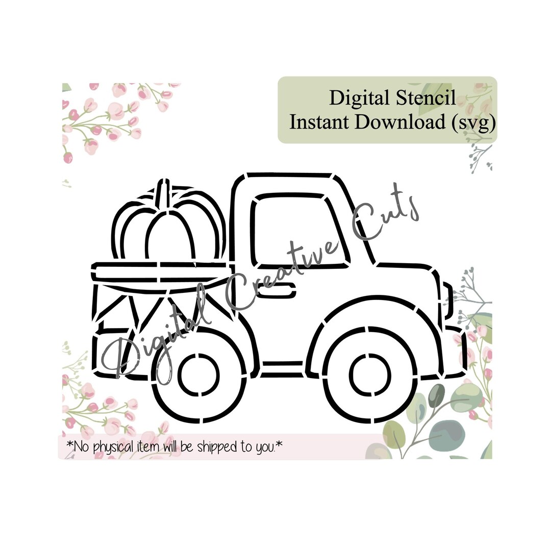 Fall Vintage Truck PYO Cookie Stencil Instant Download SVG Cutting File ...