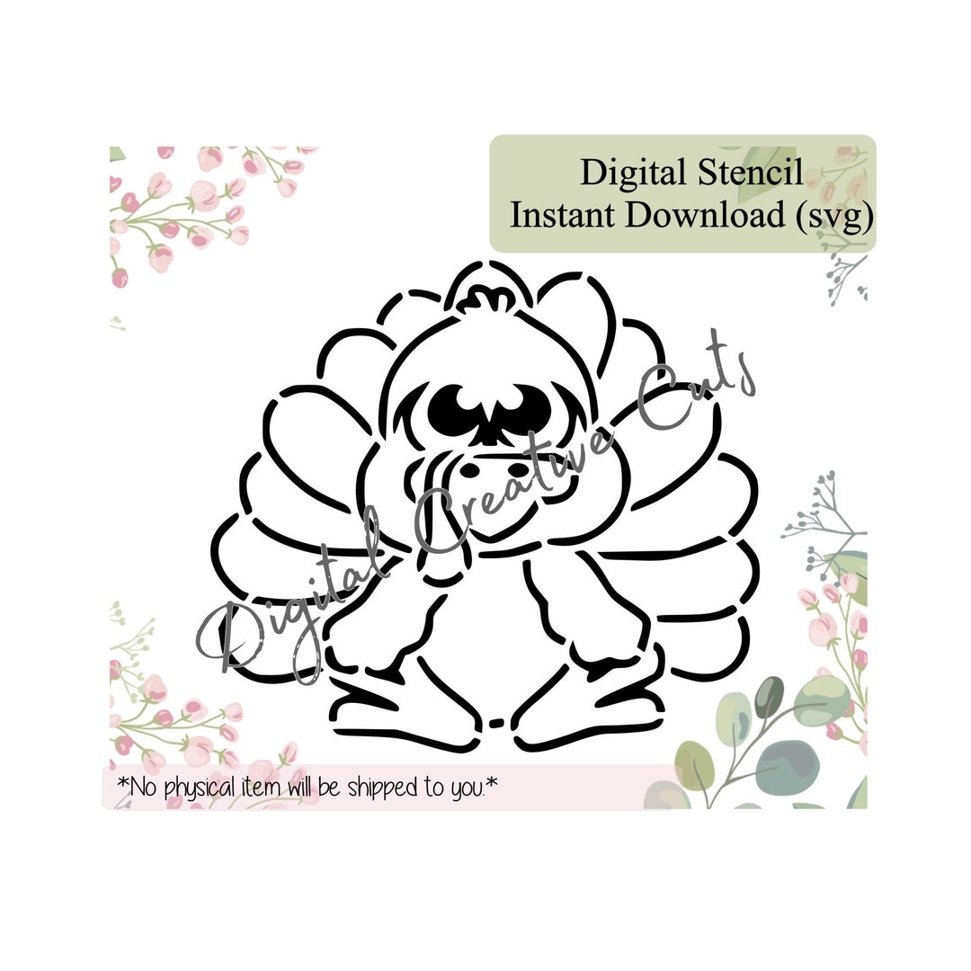 Thanksgiving Cute Turkey PYO Cookie Stencil Digital Download SVG Format ...