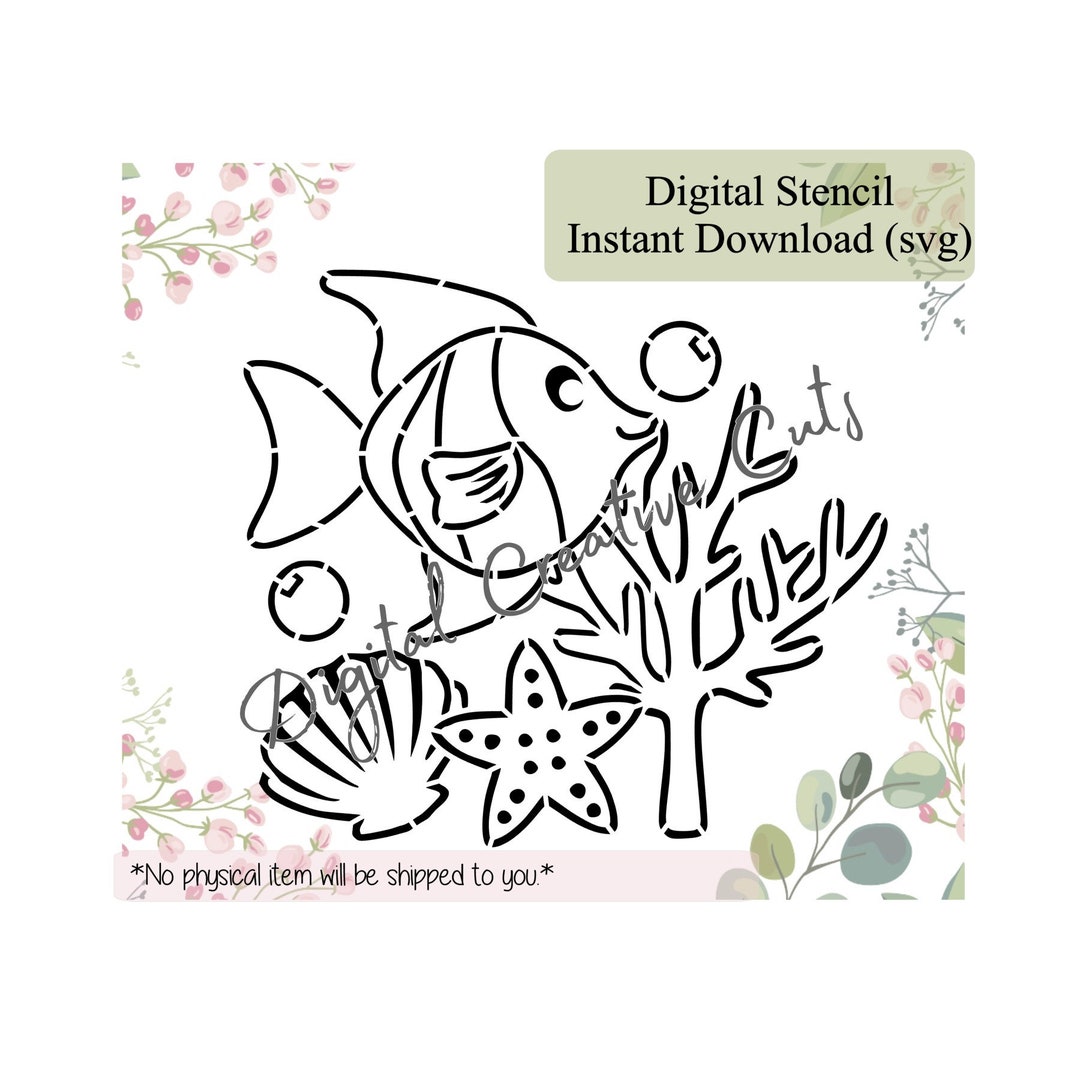 Tropical Fish PYO Cookie Stencil Digital Download SVG Format File ...