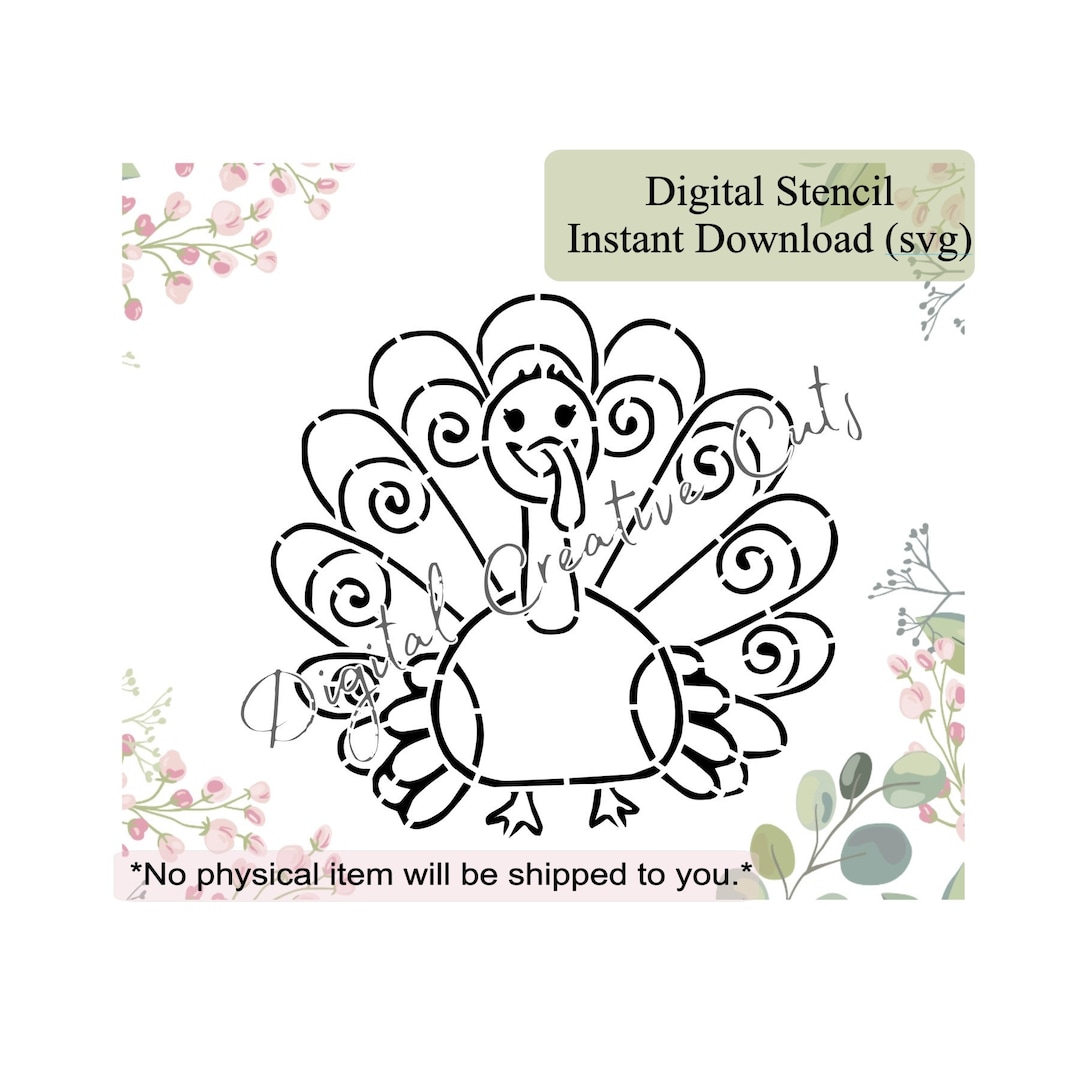 Turkey Thanksgiving PYO Cookie Stencil Digital Download SVG Format File ...